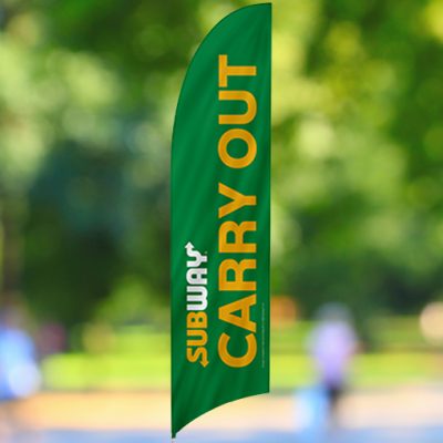 Subway Feather Flag – Carry Out – Green – Twin Towers Print